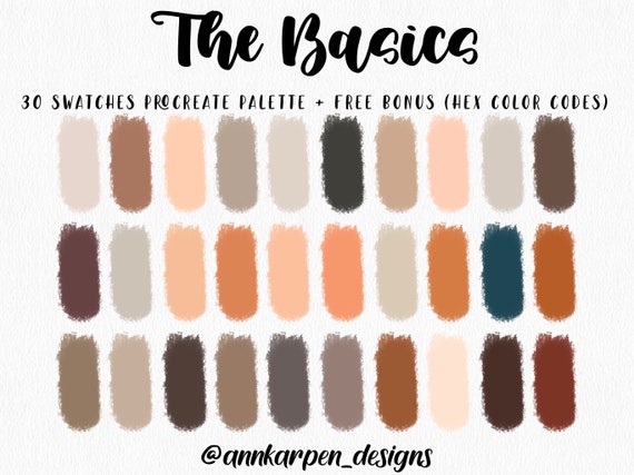 The Basics Procreate Palette 30 HEX Color Codes Instant - Etsy