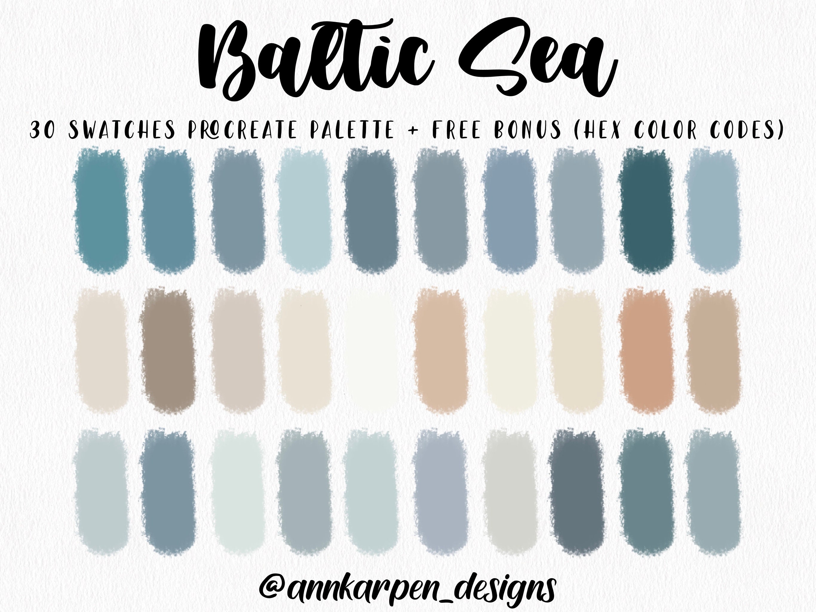 Baltic Sea Procreate Palette, 30 HEX Color Codes, Instant Digital ...