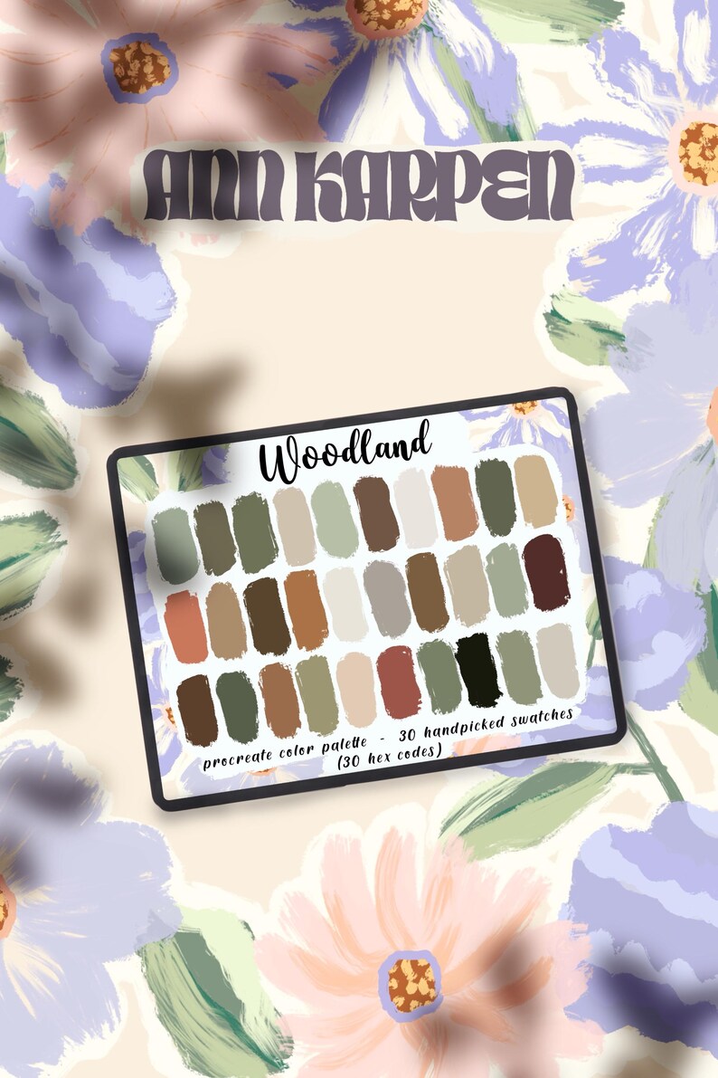 Woodland Procreate Palette 30 HEX Handpicked Colors, Instant Digital ...