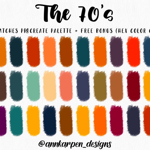 Vintage 70s Procreate Color Palette 30 Swatches for Ipad - Etsy