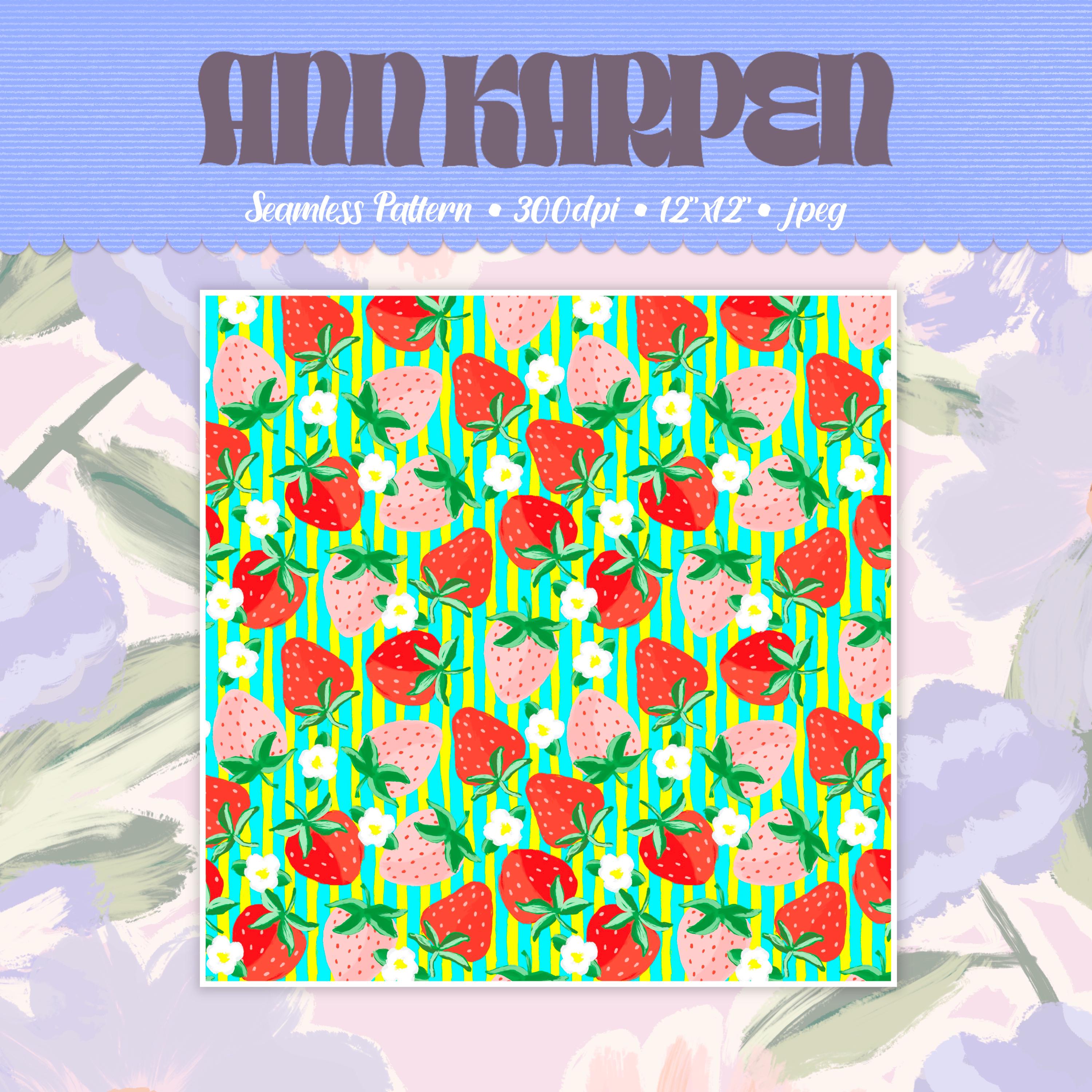 STRAWBERRY - Seamless Digital Paper Pattern, Vibrant Cottagecore Gift ...