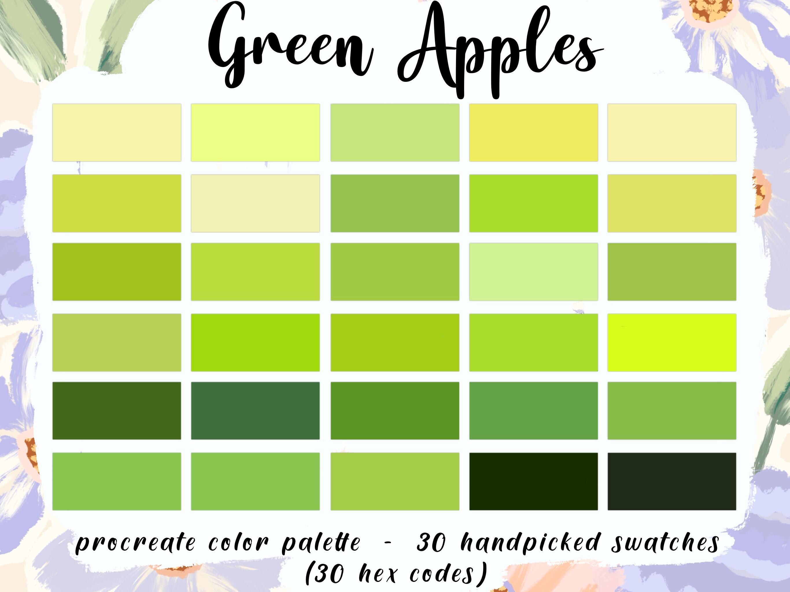 Green Apples Procreate Palette, 30 HEX Color Codes, Instant Digital ...