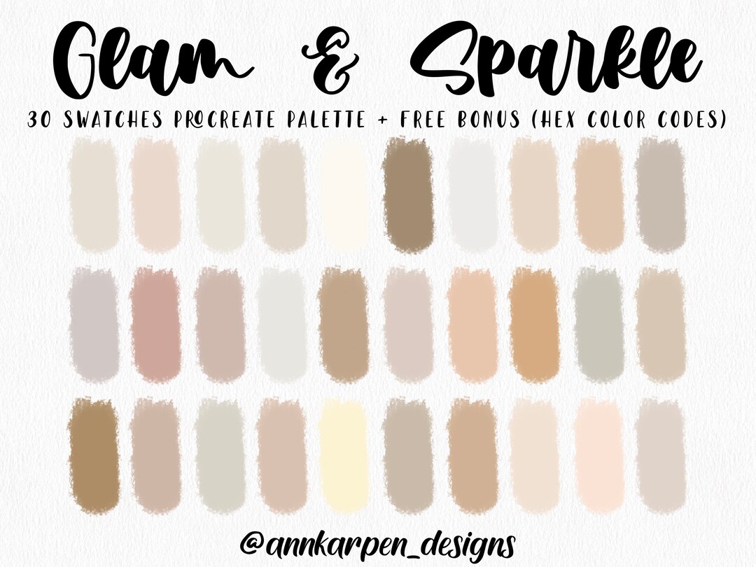 Glam & Sparkle Procreate Palette, 30 HEX Color Codes, Instant Digital ...
