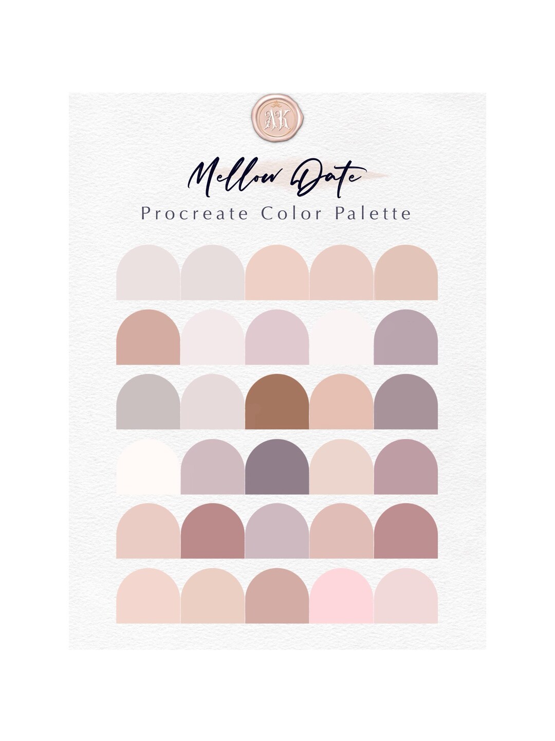 Mellow Date Procreate Color Palette, 30 Handpicked Colors HEX Codes ...