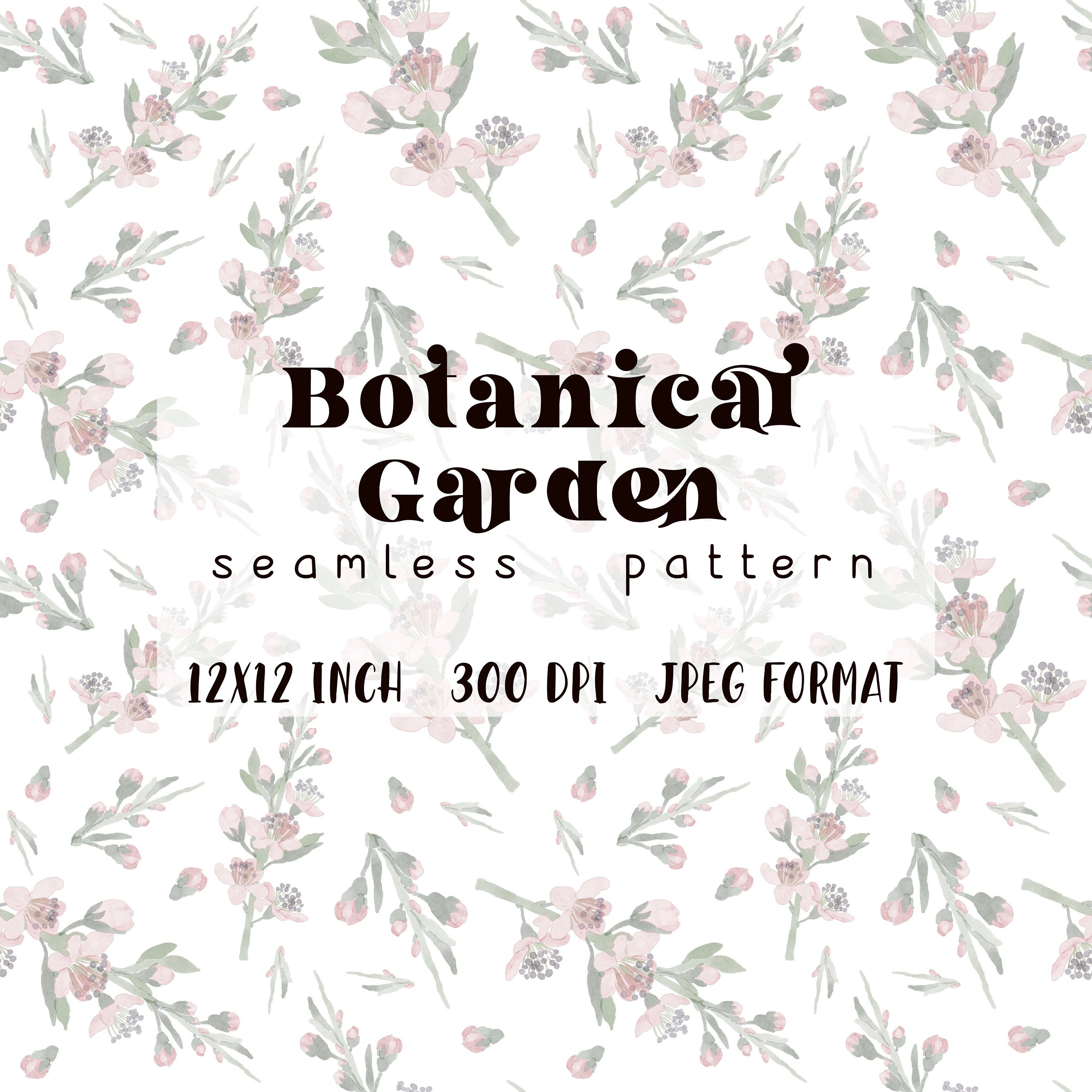 Botanical Garden Seamless Pattern Watercolor Digital Paper - Etsy UK