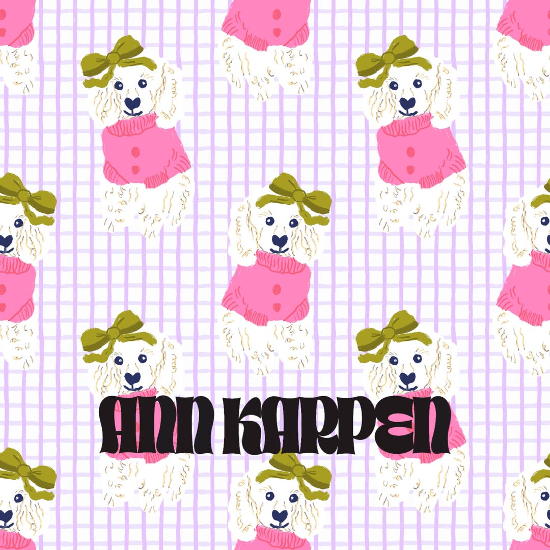 MISS WOOF - Seamless Digital Paper Pattern, Cute Puppy Art Gift ...