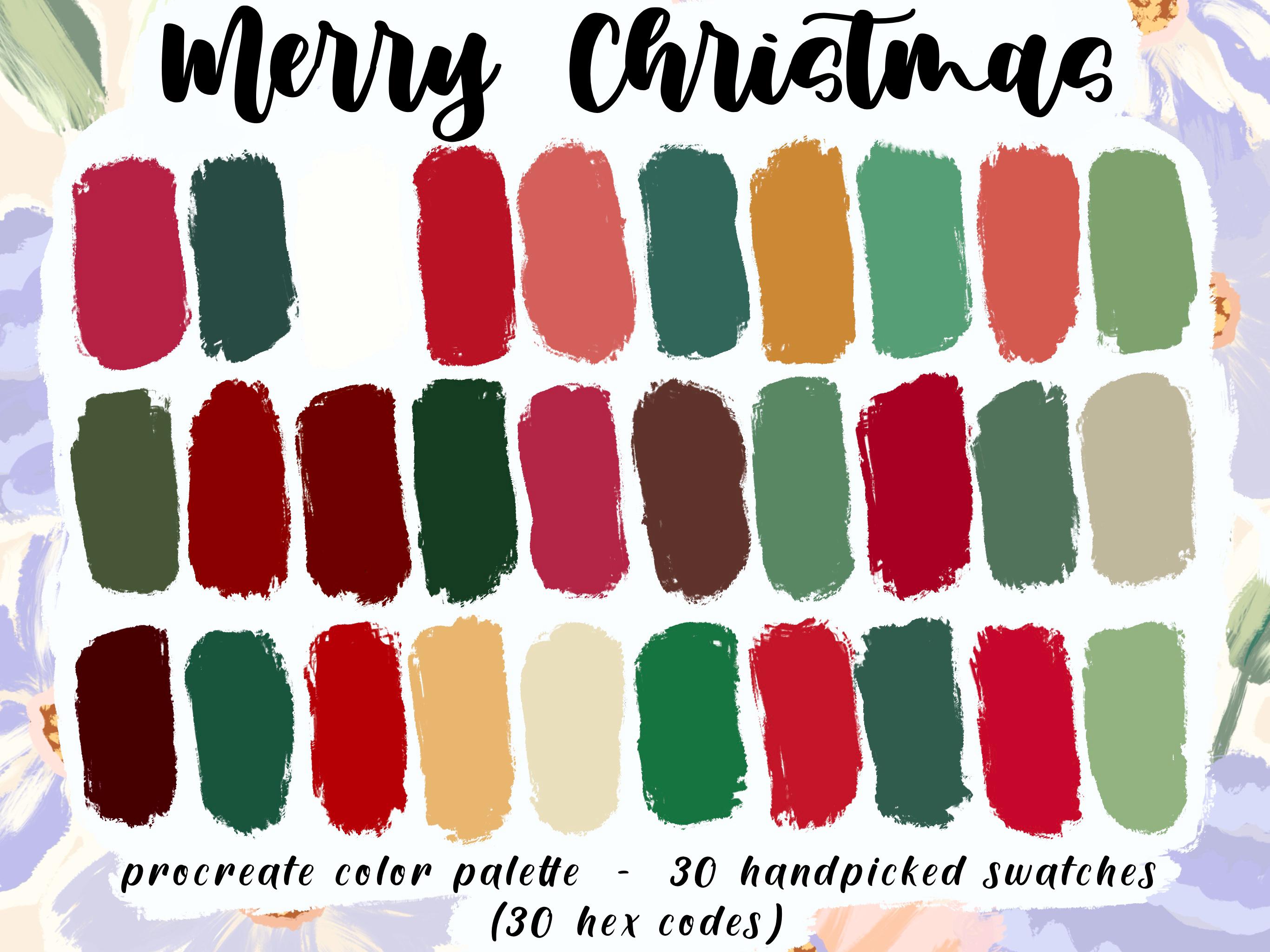 Merry Christmas - Procreate Palette, 30 Holiday Color Swatches, Digital ...
