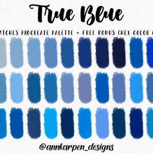 True Blue Procreate Palette, 30 HEX Color Codes, Instant Digital ...