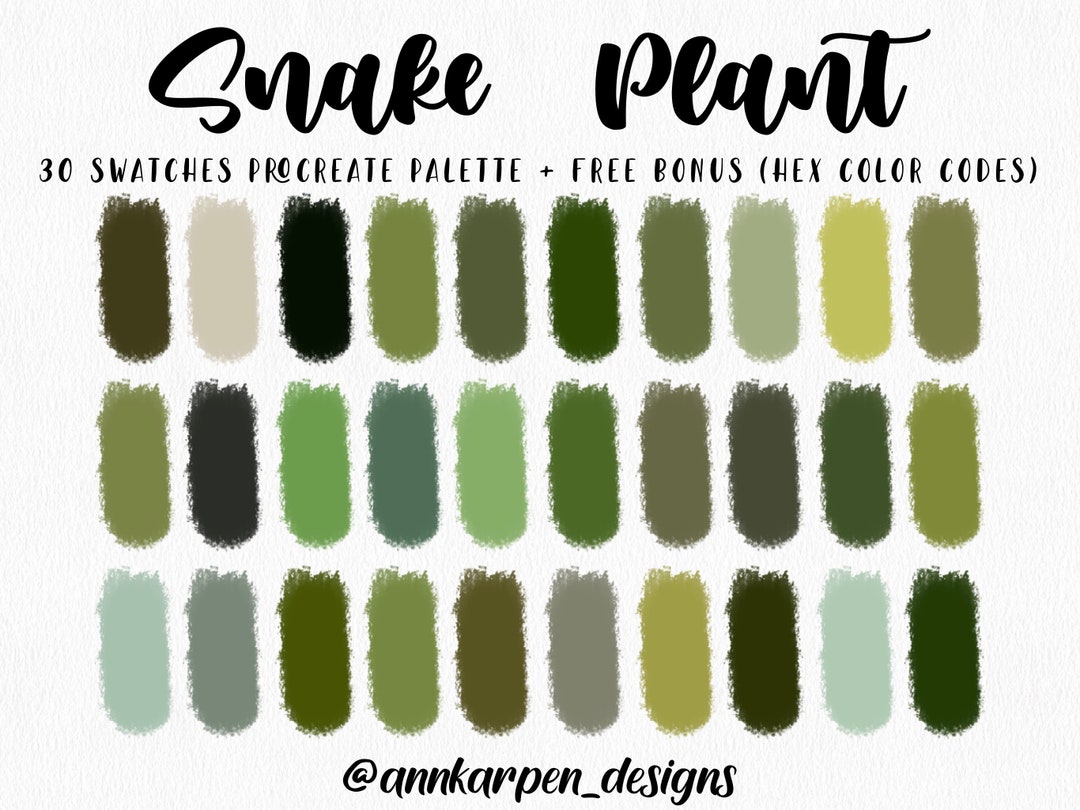 Snake Plant Procreate Palette, 30 HEX Color Codes, Instant Digital ...