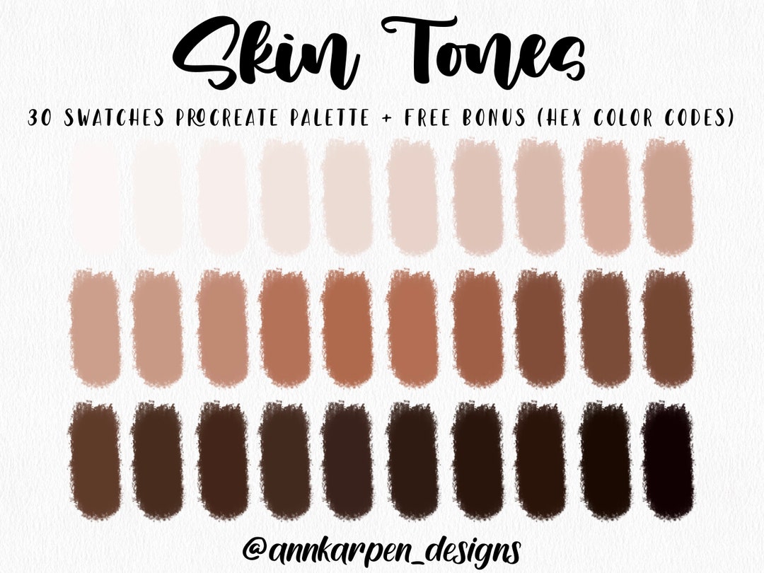 Skin Tones Procreate Palette, 30 Hand Picked HEX Colors, Instant ... Skin Tones Procreate Palette, 30 Hand Picked HEX Colors, Instant ...