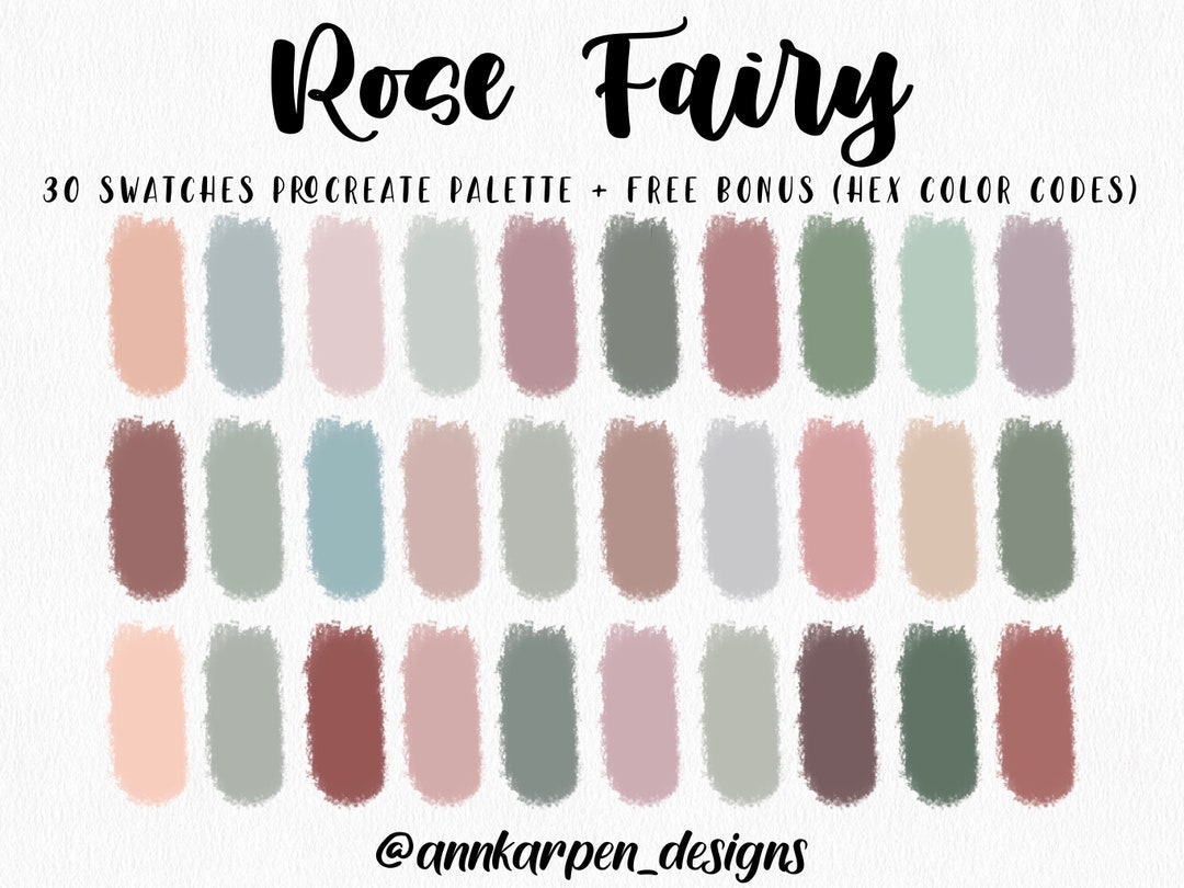 Rose Fairy Procreate Palette, 30 HEX-Farbcodes, Sofortiger digitaler Download, iPad Art ...