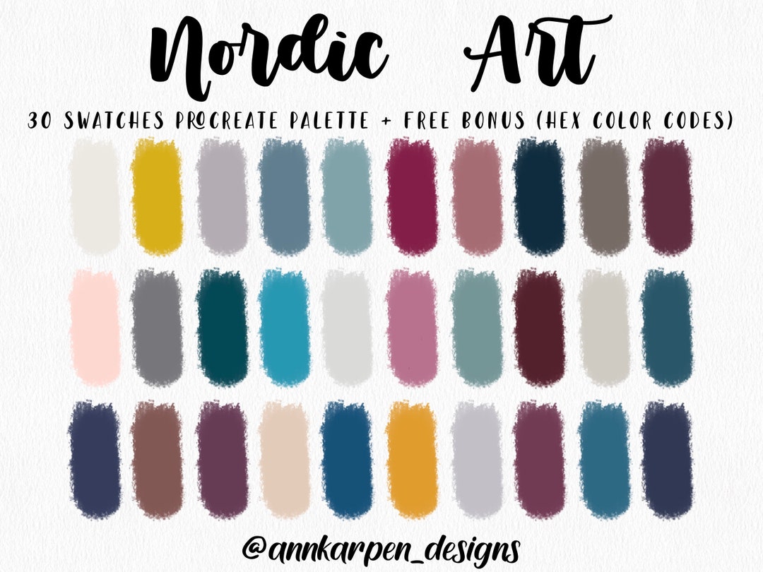 Nordic Art Procreate Palette, 30 HEX Color Codes, Instant Digital ...