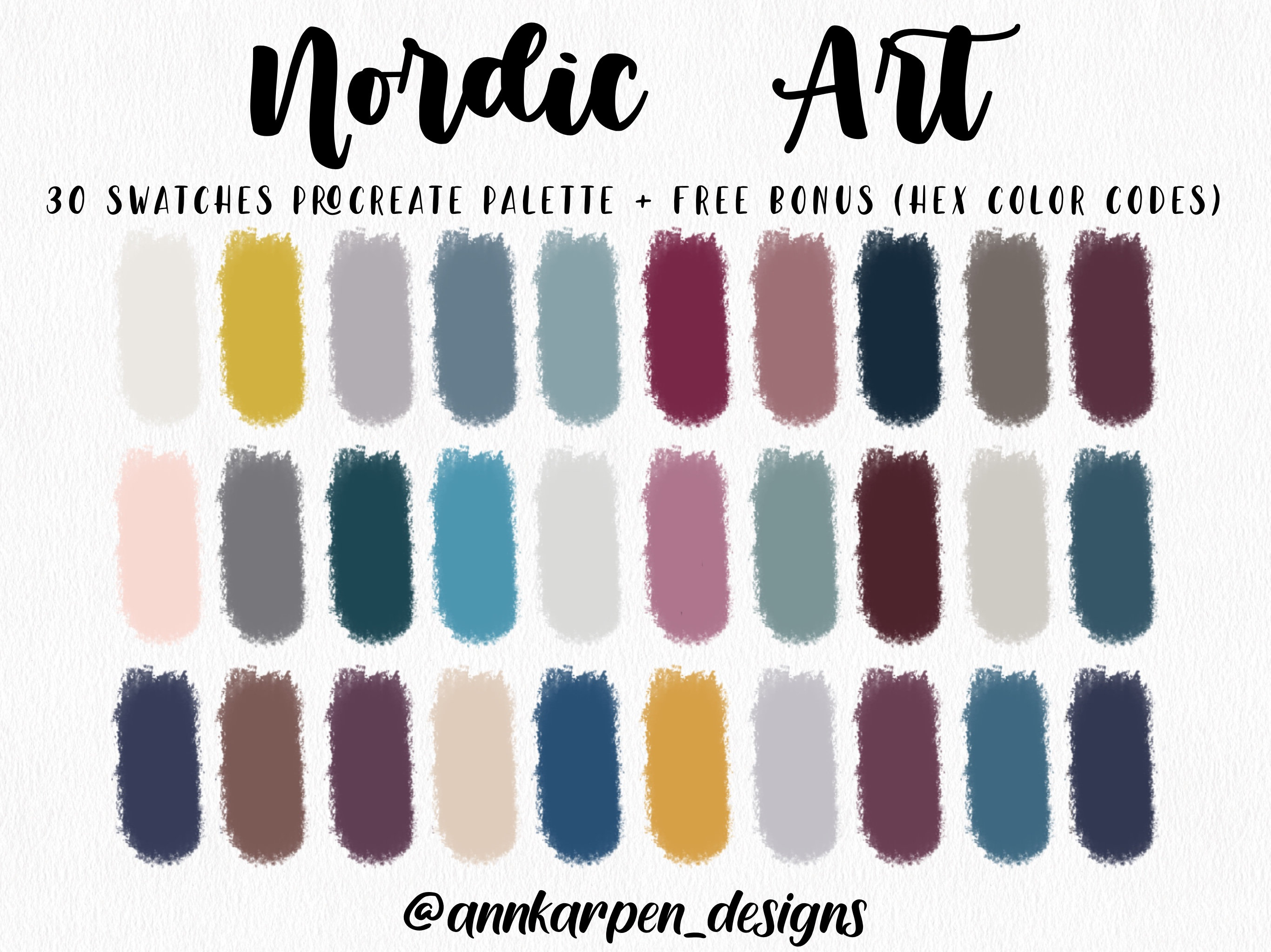 Nordic Art Procreate Palette, 30 HEX Color Codes, Instant Digital ... Nordic Art Procreate Palette, 30 HEX Color Codes, Instant Digital ...