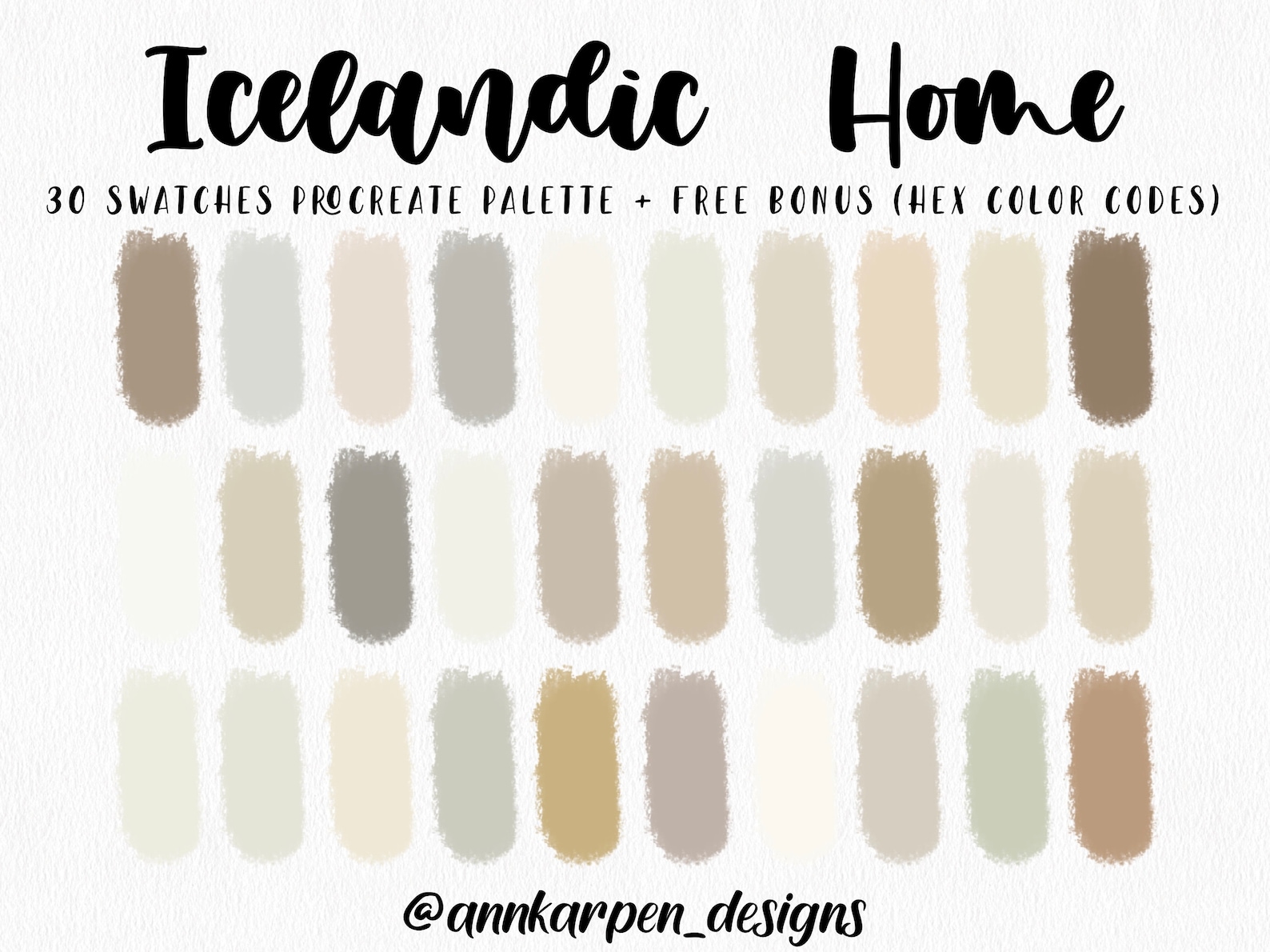 Icelandic Home Procreate Palette, 30 HEX Color Codes, Instant Digital ...