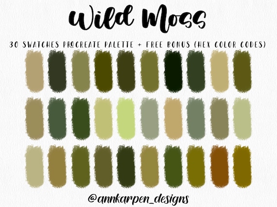 Wild Moss Procreate Palette 30 HEX Color Codes Instant - Etsy
