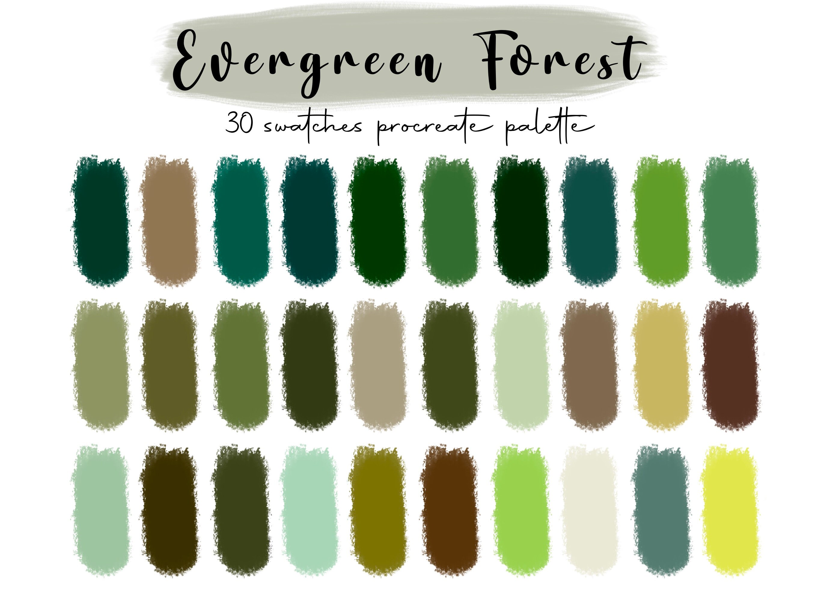 Evergreen Forest Procreate Palette 30 Colors Palette Instant | Etsy