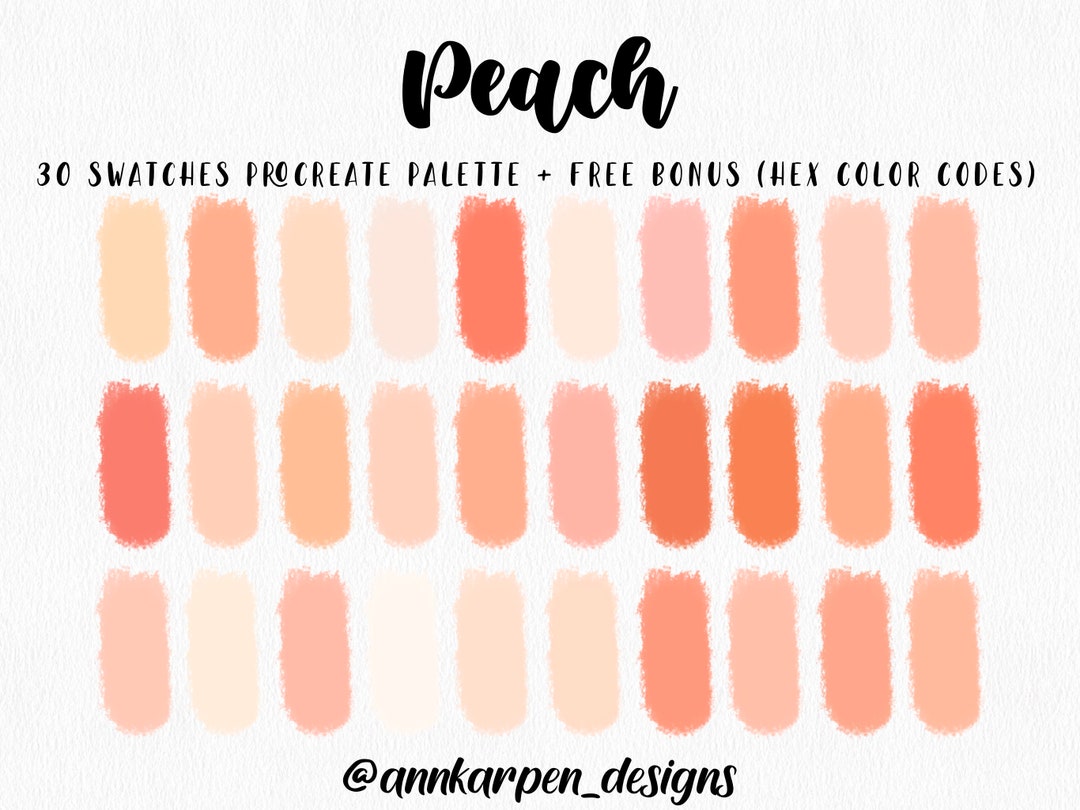 Peach Procreate Palette, 30 HEX Codes, Good Notes, Digital Planner ...