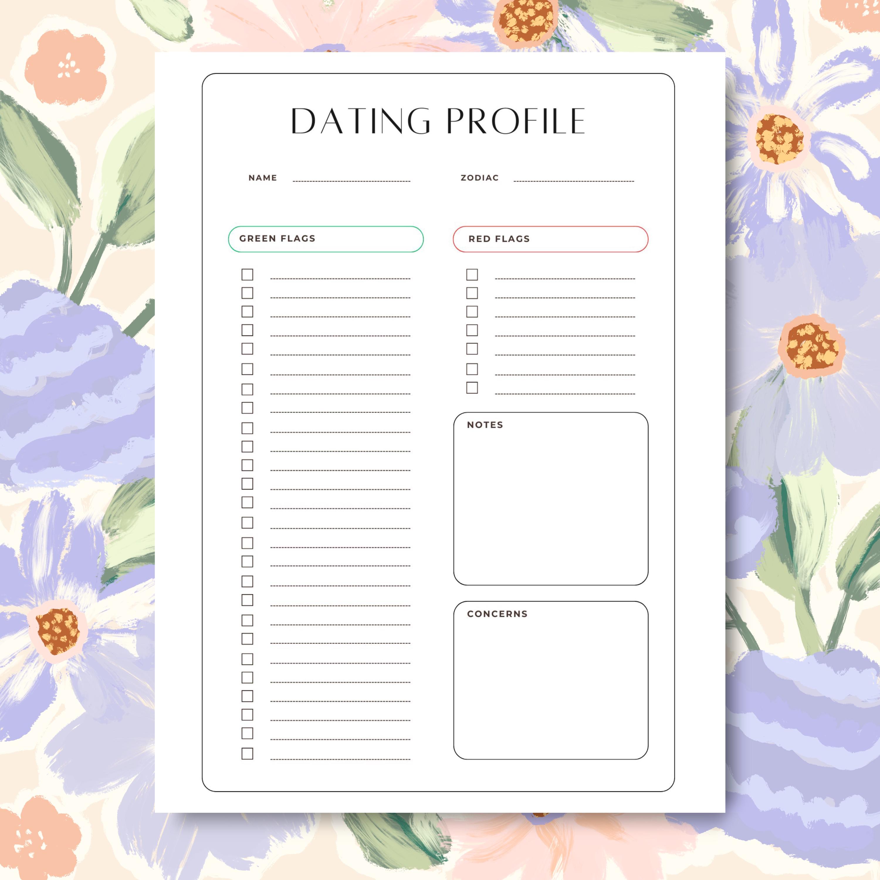 Dating Profile Templates Printable