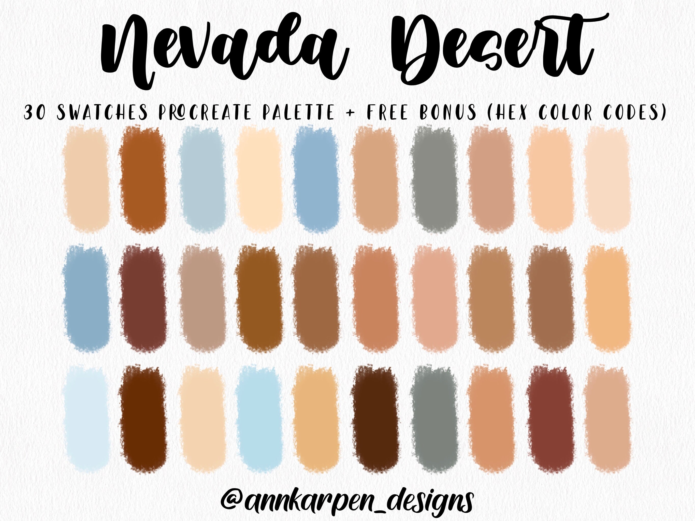 Nevada Desert Procreate Palette, 30 HEX Color Codes, Instant Digital ...