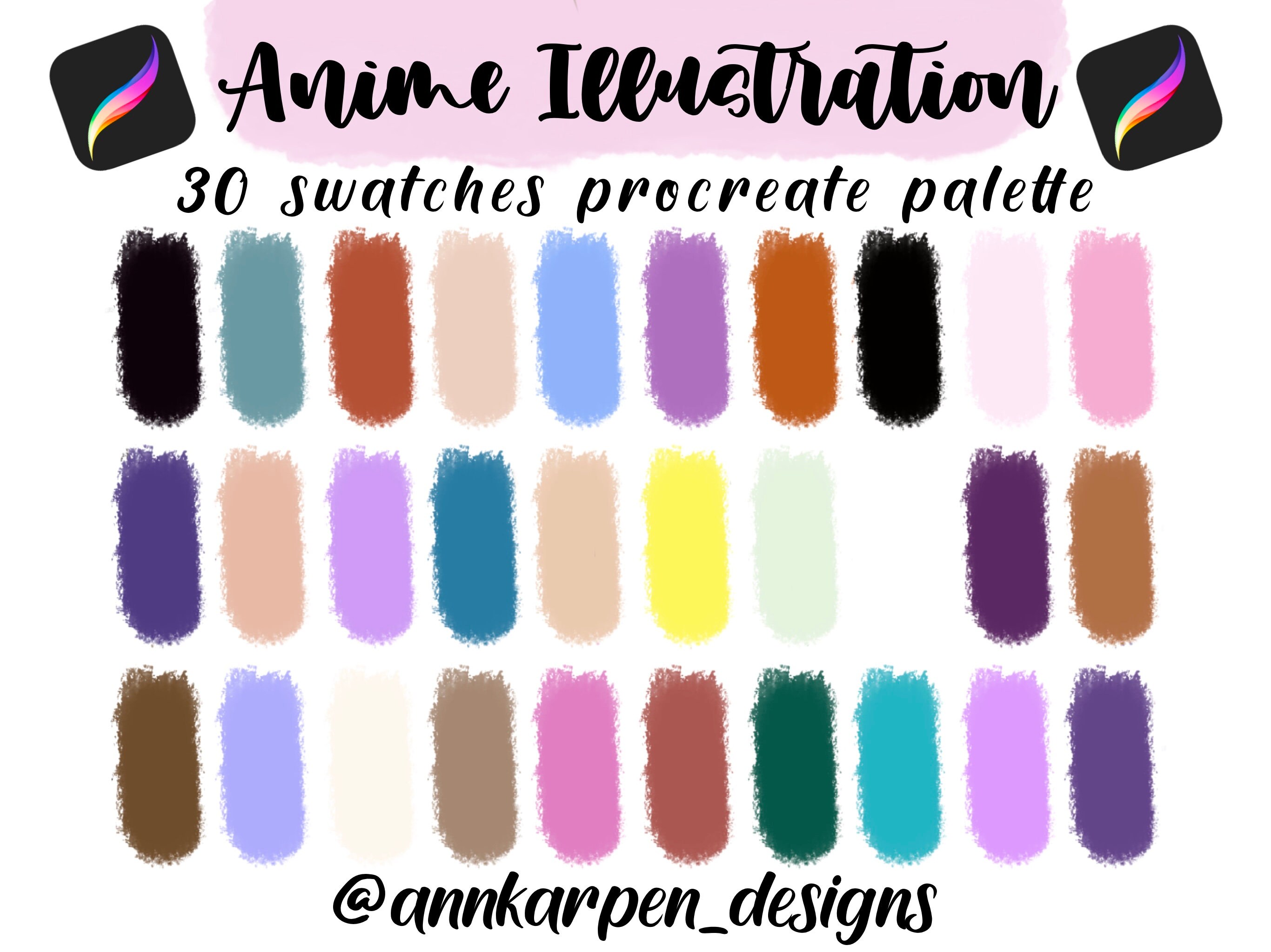 Anime Illustration Procreate Palette 30 Colors Palette - Etsy