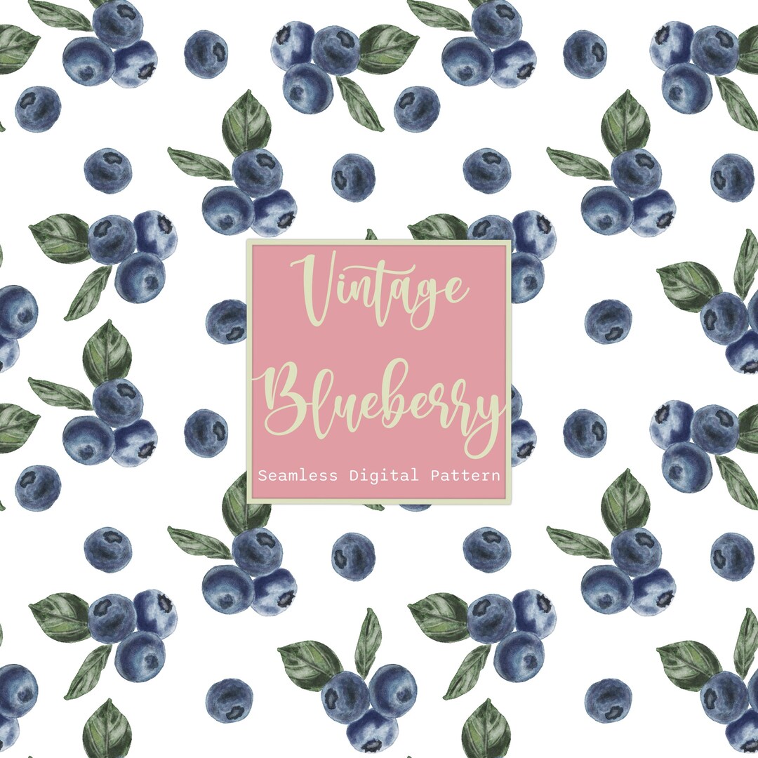 Vintage Blueberry - Seamless Digital Paper Pattern, Botanical Gift ...