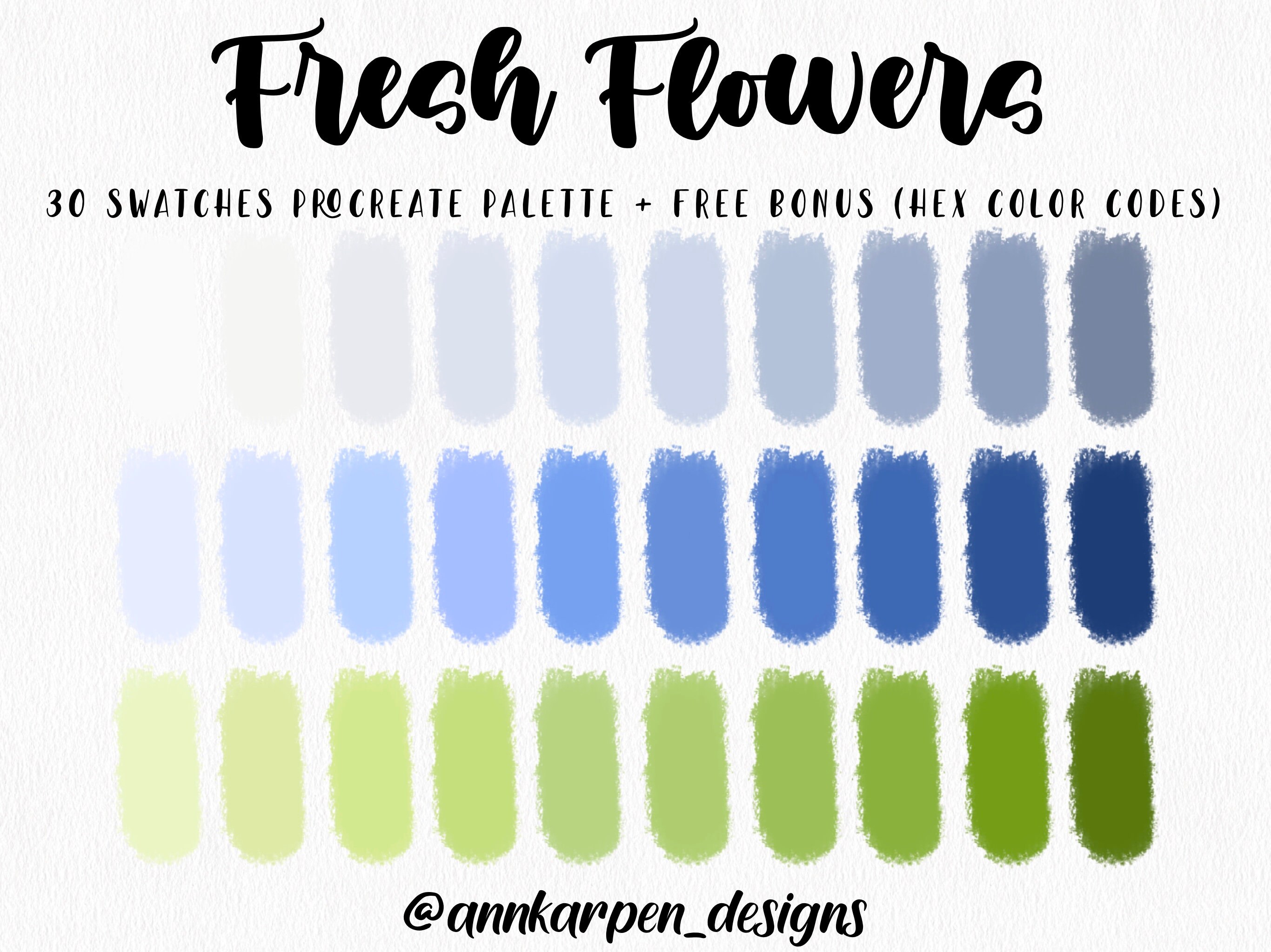 Fresh Flowers Procreate Palette, 30 HEX Color Codes, Instant Digital ...