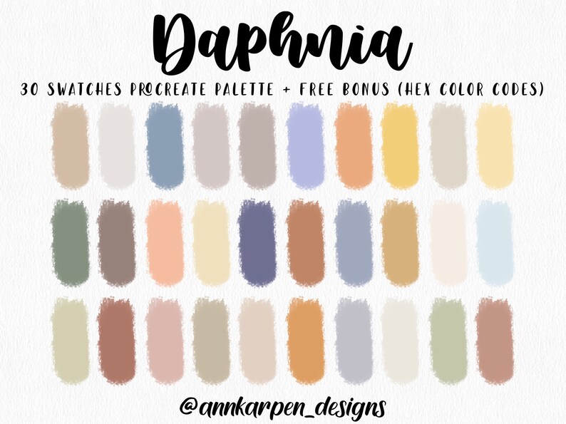 Daphnia Procreate Palette 30 HEX Handpicked Colors, Instant Digital ...