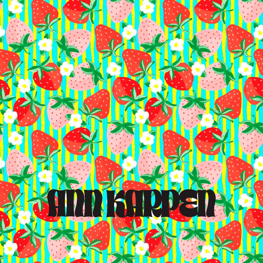 STRAWBERRY - Seamless Digital Paper Pattern, Vibrant Cottagecore Gift ...