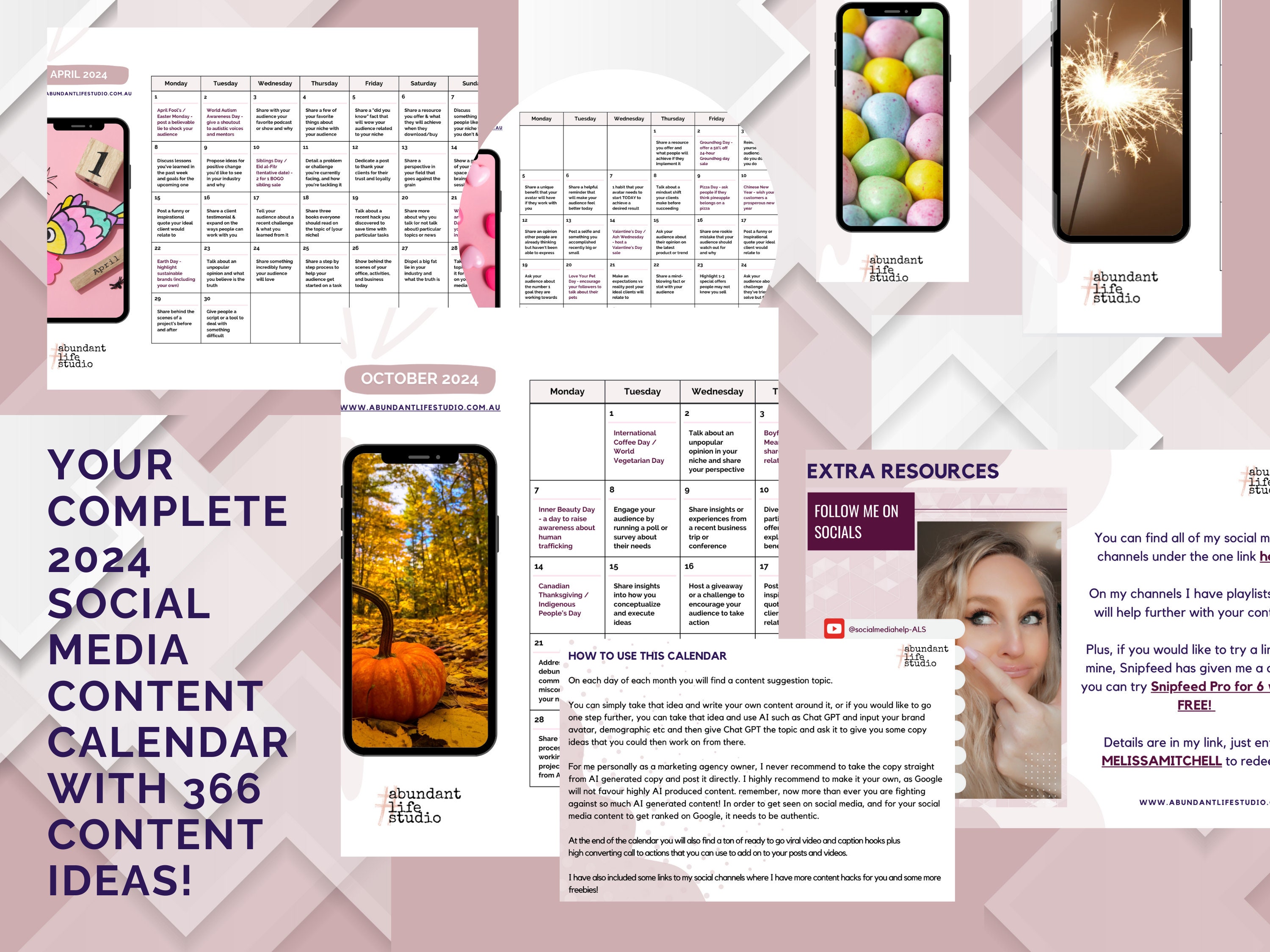 Social Media Monthly Content Planner 2024 Marketing Planner for Content ...