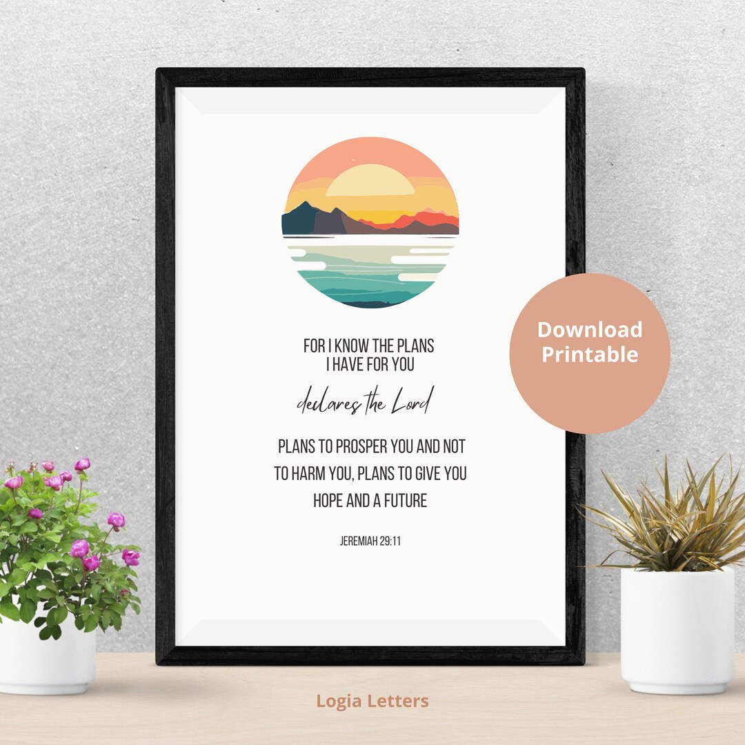 Jeremiah 29:11 Printable Wall Art, Scripture Print Download, Vertical ...