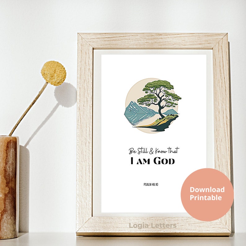 Psalm 46:10 Printable Wall Art, Scripture Print Download, Vertical ...