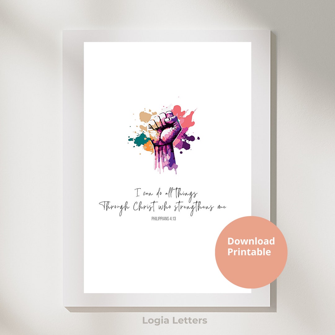 Philippians 4:13 Printable Wall Art, Scripture Print Download, Vertical ...