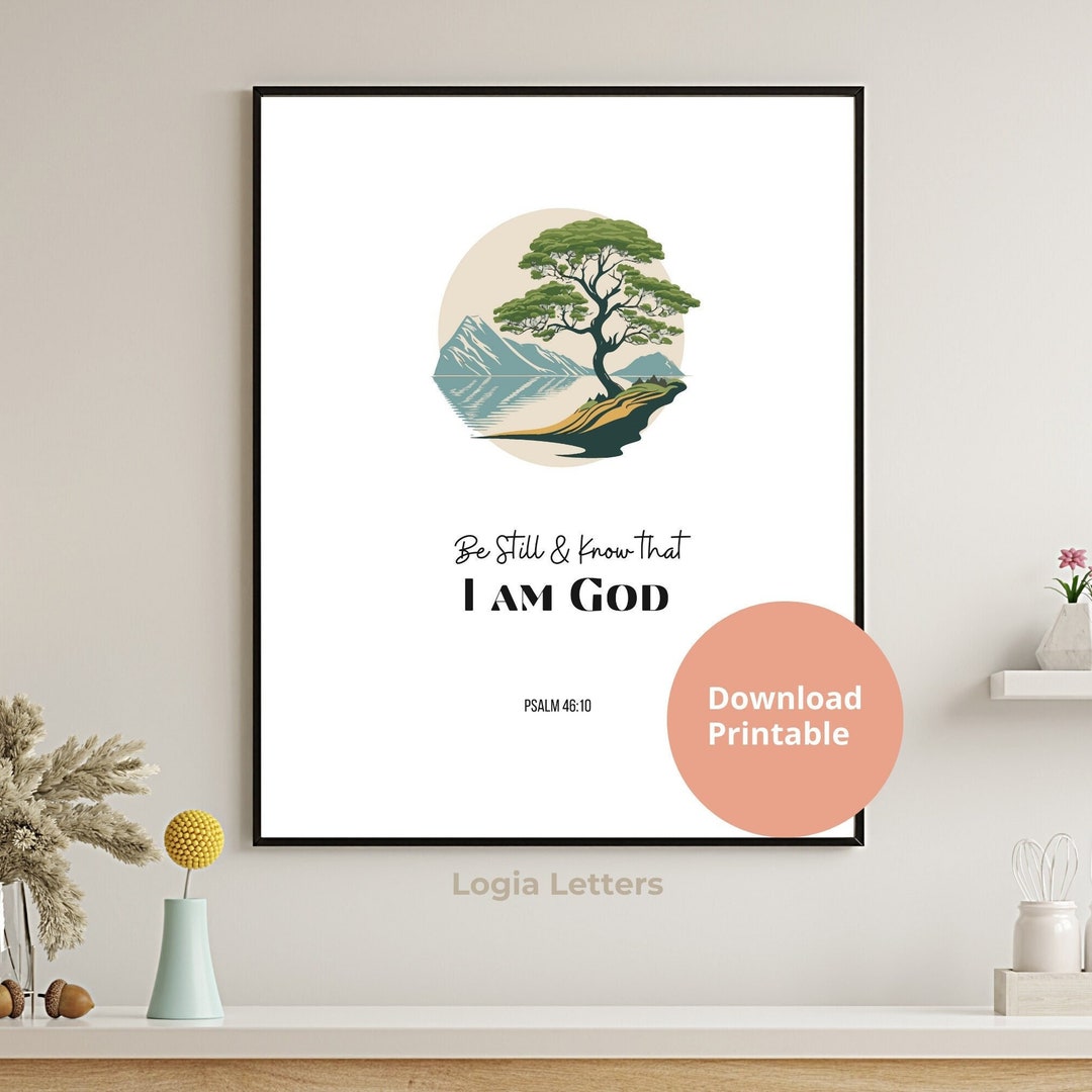 Psalm 46:10 Printable Wall Art, Scripture Print Download, Vertical ...
