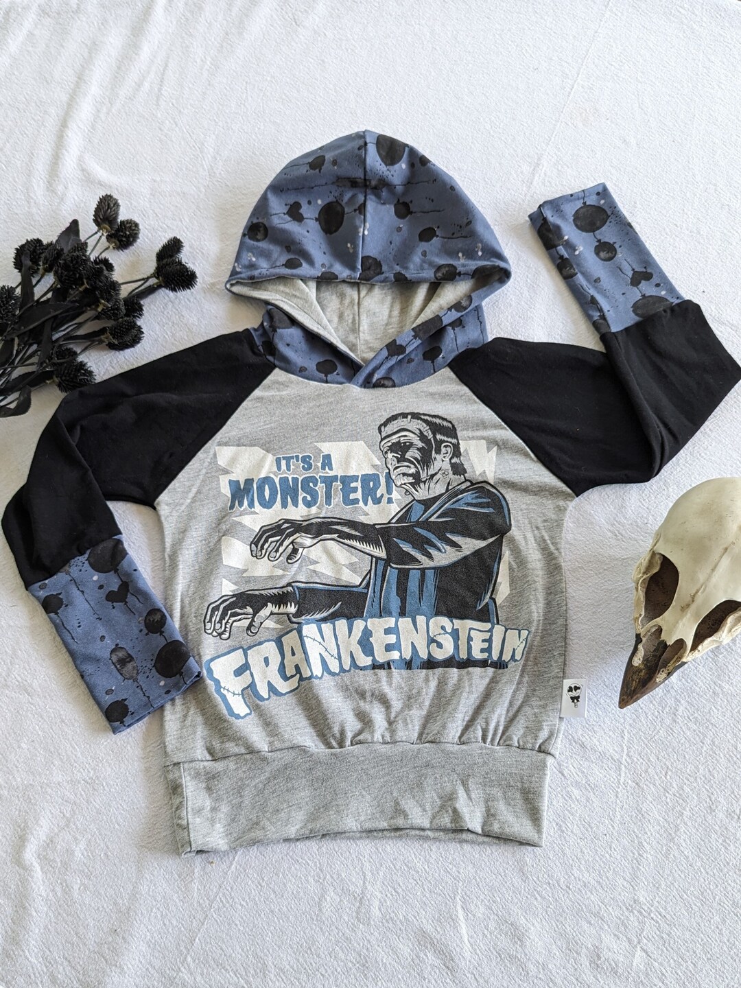 3-6yr Frankenstein Grow With Me Children's Hoodie Upcycled Merch Size ...