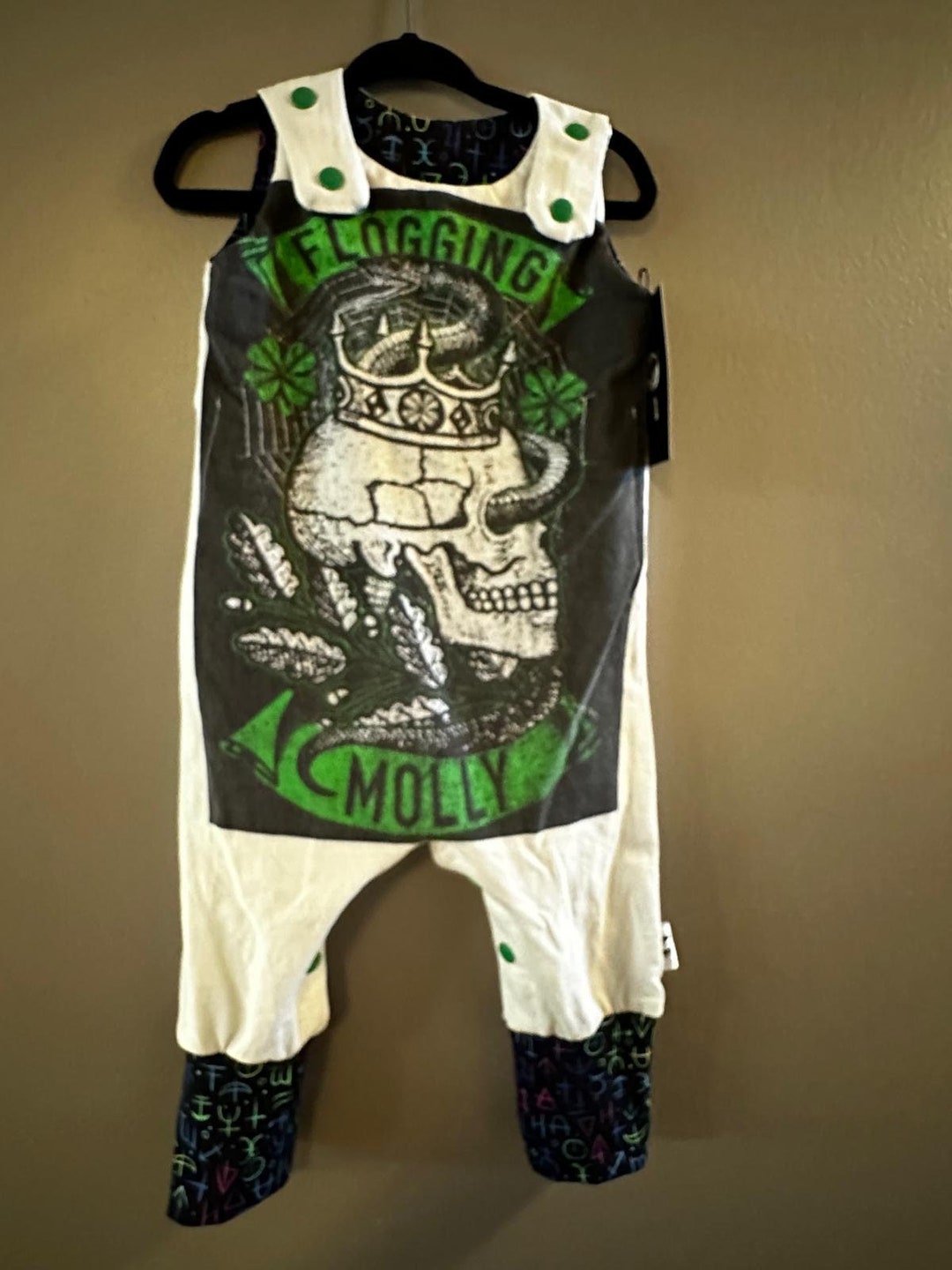 3-12m Flogging Molly Grow With Me Baby Romper Upcycled Band Merch Size ...