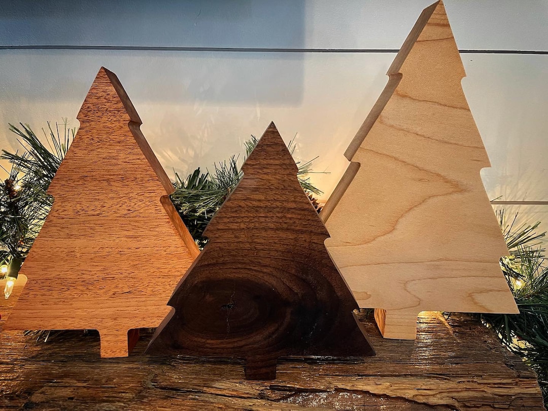 Wood Tree Set / Wood Trees / Wooden Tree / Hardwood Trees / Standing ...