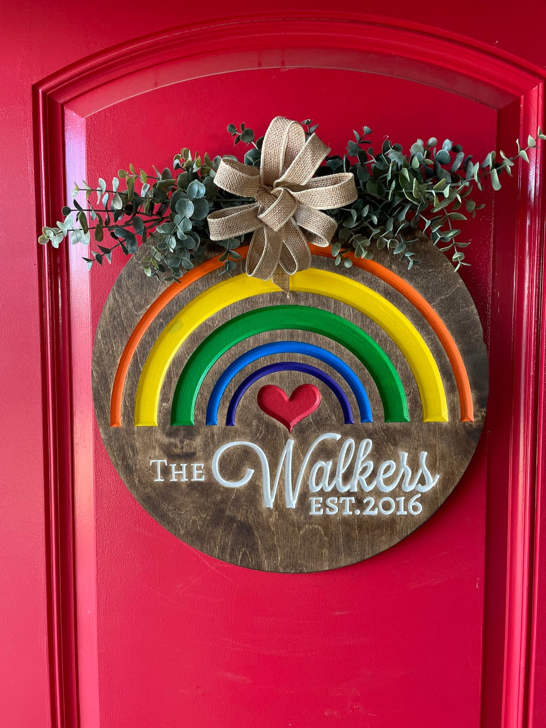 Rainbow Door Hanger / Rainbow Door Decor / Rainbow Wreath / - Etsy