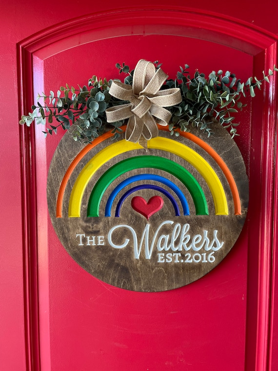 Rainbow Door Hanger / Rainbow Door Decor / Rainbow Wreath / | Etsy