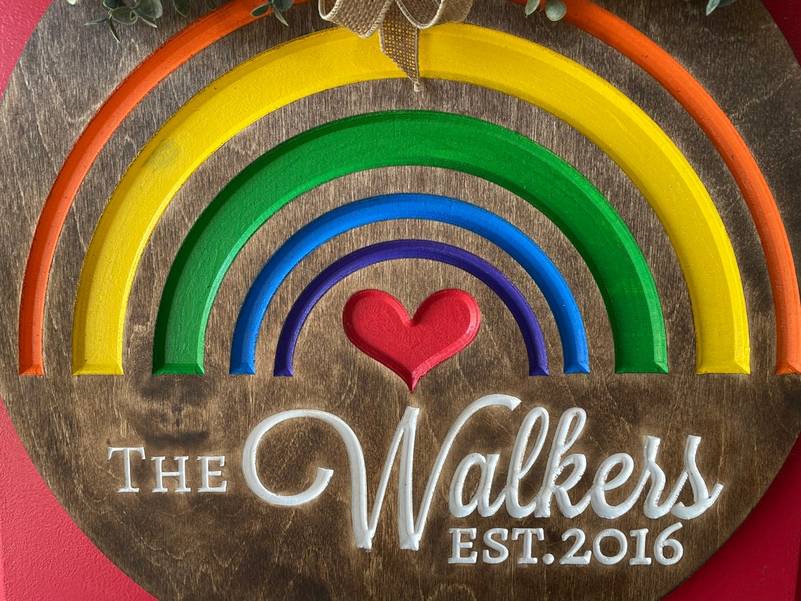 Rainbow Door Hanger / Rainbow Door Decor / Rainbow Wreath / - Etsy