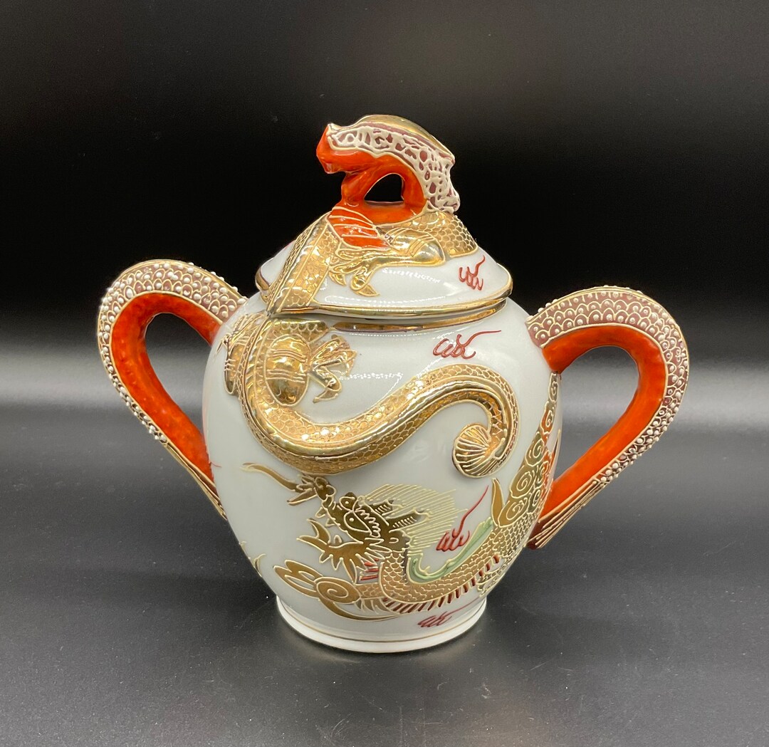 Rare Find Japanese Dragonware Moriage Sugar Jar With Lid - Etsy