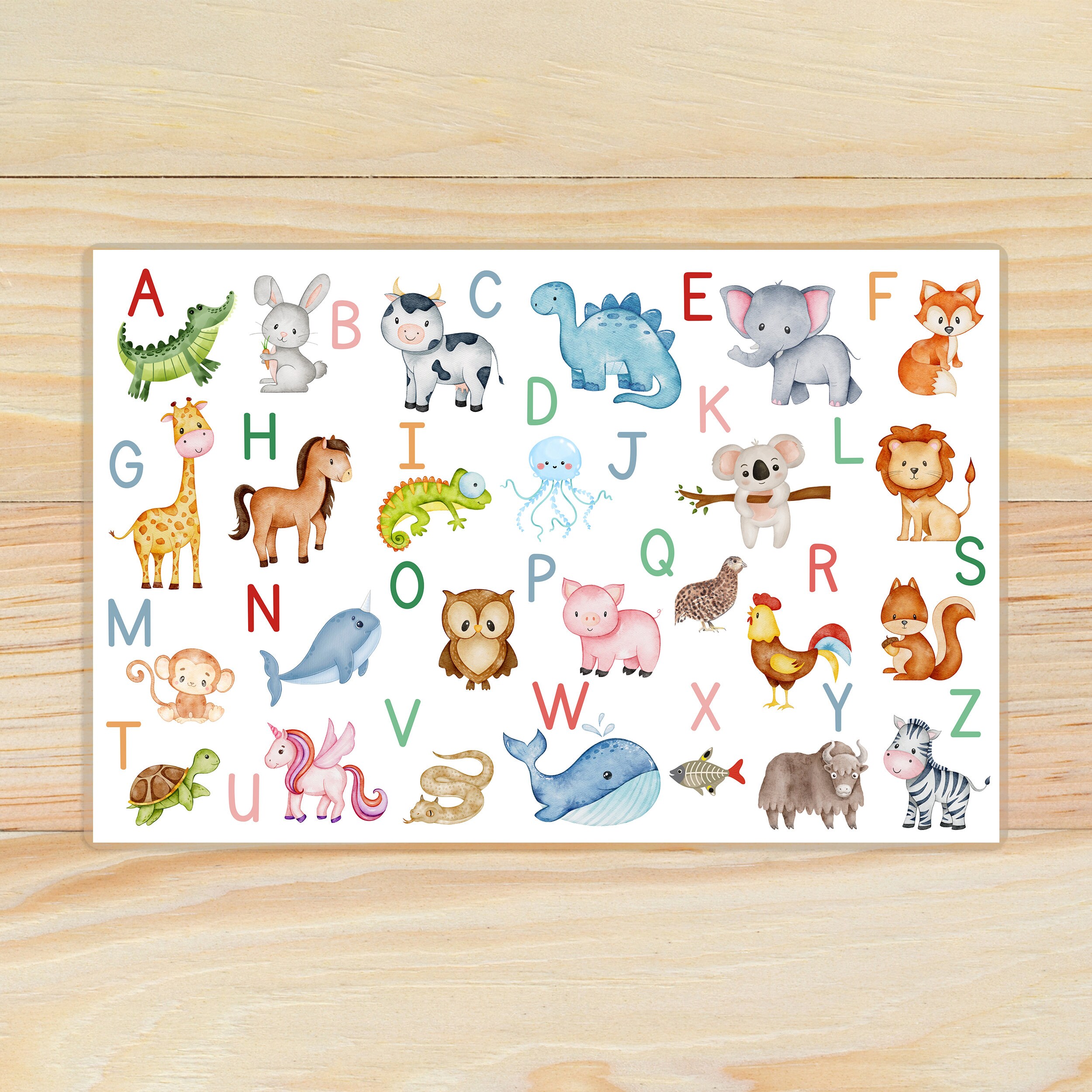 Personalized Animal Alphabet Placemat With Custom Name ABC - Etsy