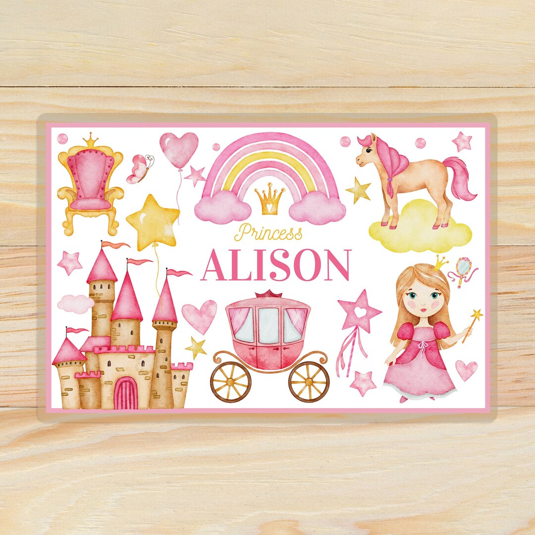 Personalized Princess Dry Erase Alphabet Placemat Double Sided, Custom ...