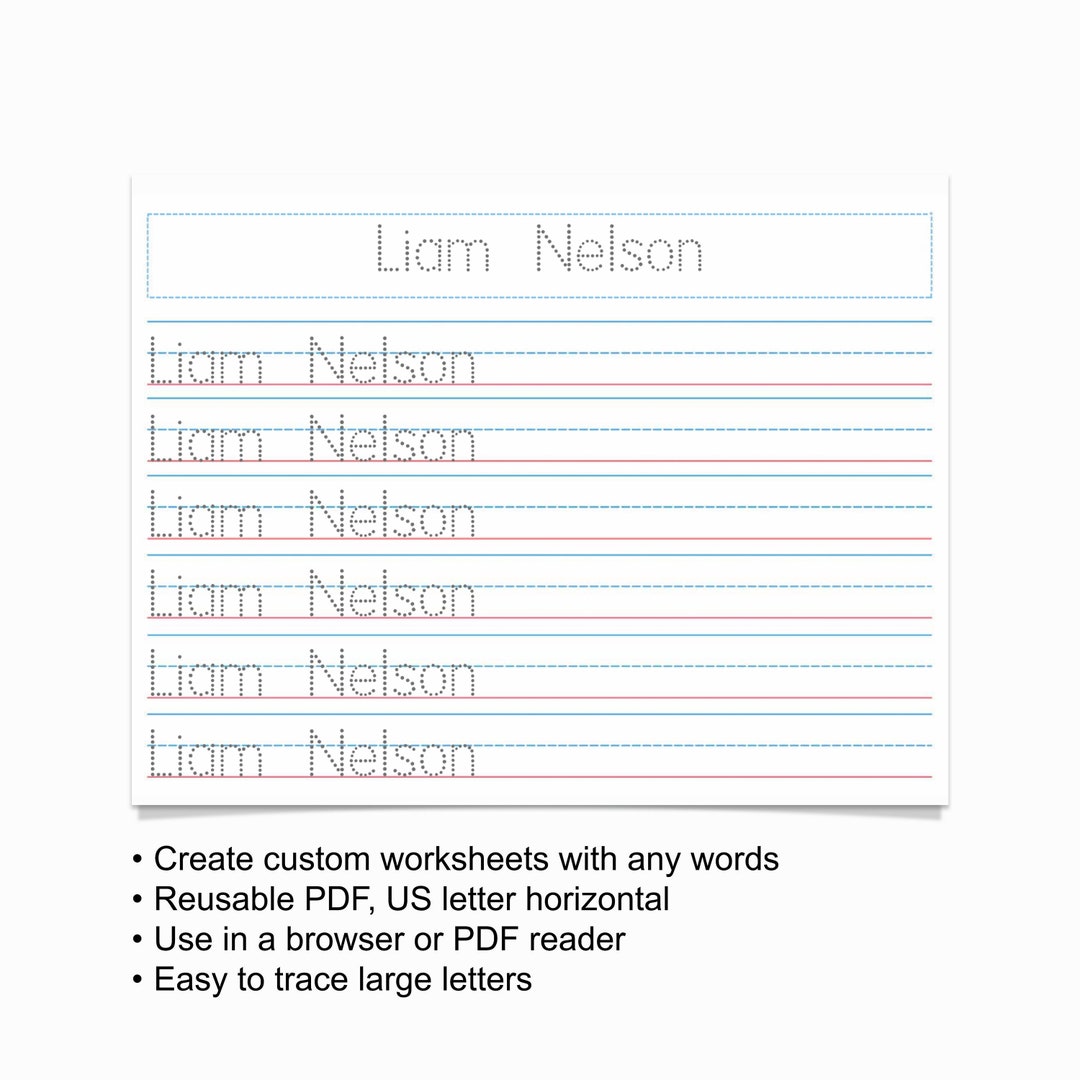 Custom Name Handwriting Practice Sheet, Editable Tracing Worksheet ...