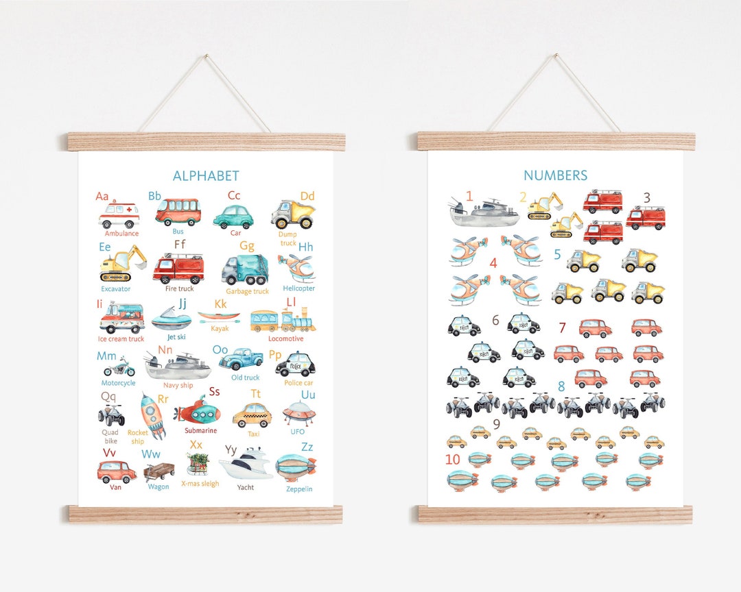 Vehicle Alphabet Canvas Art Poster ABC Transport Print Educational ...