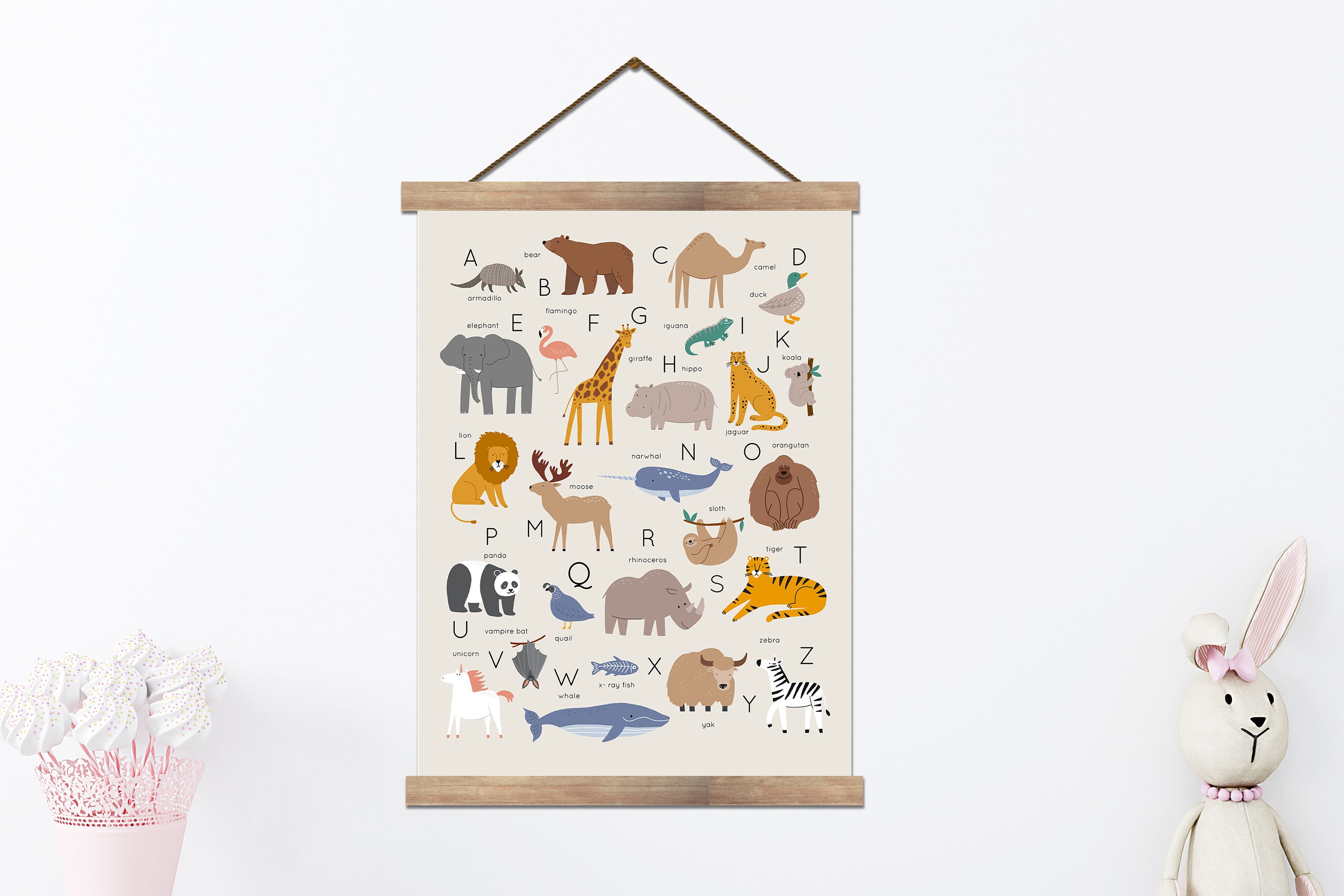 CANVAS Framed Alphabet Poster Animal Alphabet Poster for - Etsy