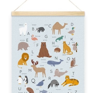 Alphabet and Numbers Canvas Wall Art, Animal Alphabet Poster for ...
