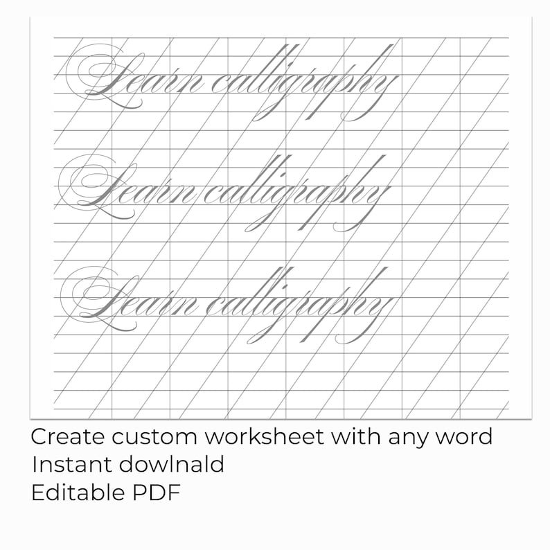 Editable Printable Spencerian Penmanship Practice Sheet, Create Your Own Handwriting Practice ...