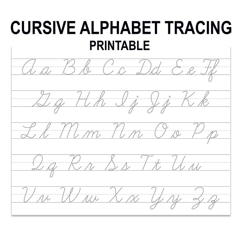 Cursive Alphabet Tracing Worksheet, Printable Beginner Cursive Practice ...