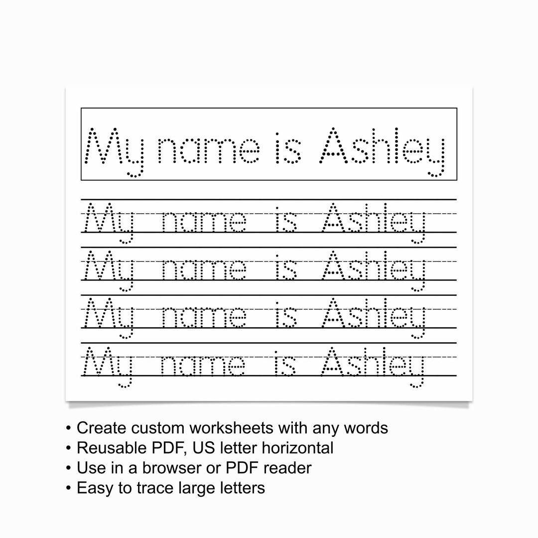 Custom Name Handwriting Practice Sheet, Editable Tracing Worksheet ...
