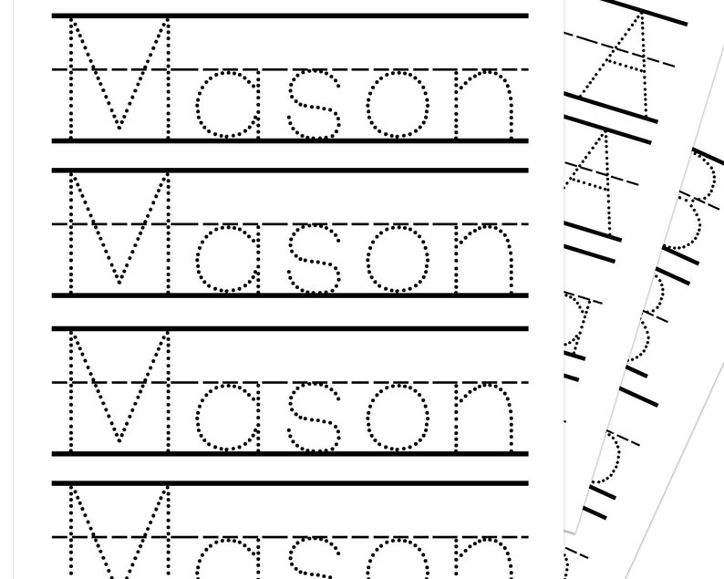 Custom Name Tracing Worksheet Alphabet Handwriting Practice Writing ...